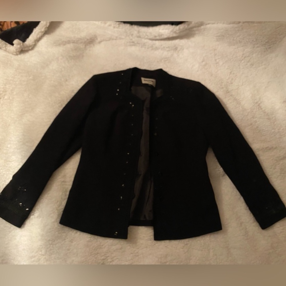 Kasper Black Fitted Blazer Structured Suit Jacket Siz… - Gem